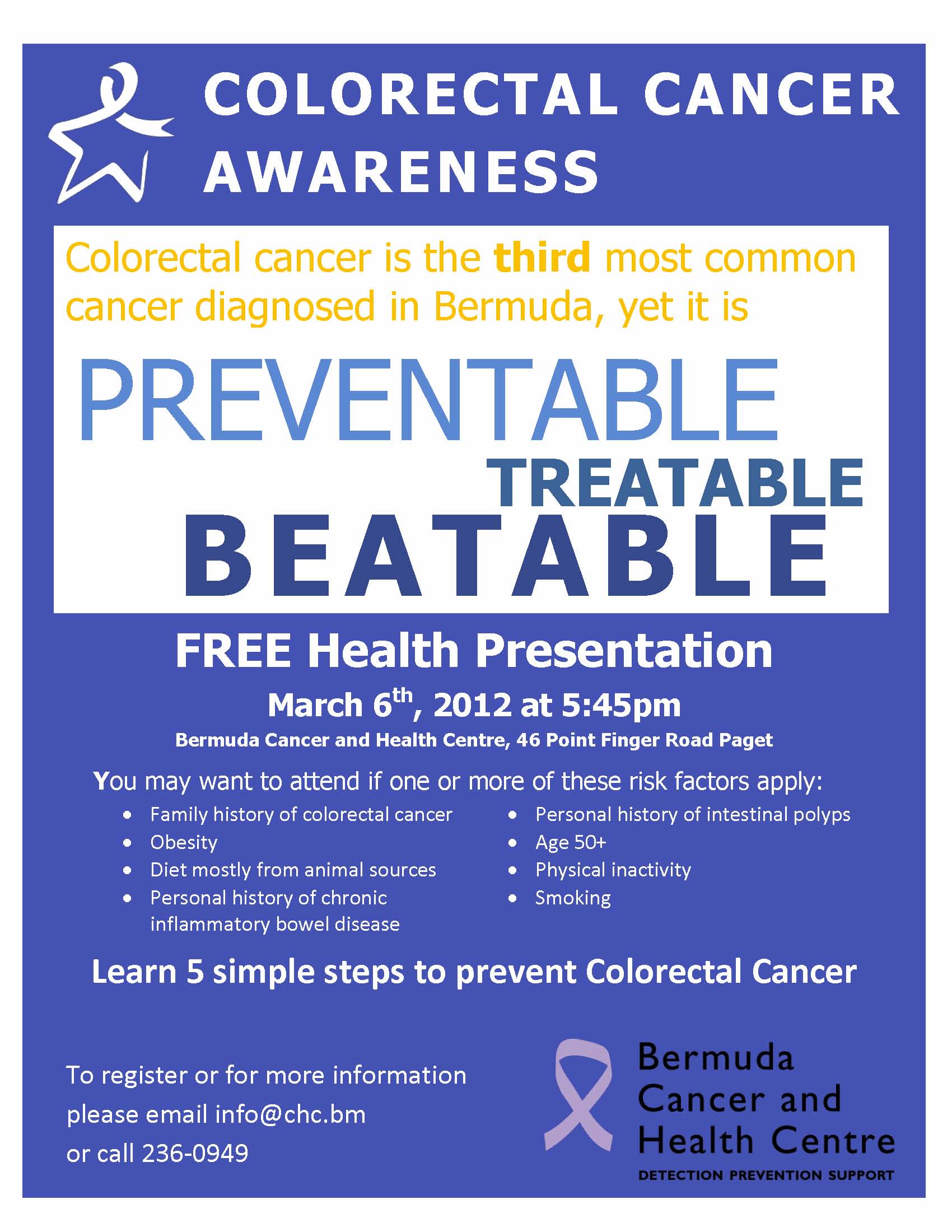 FREE Health Talk - Reduce Your Risk for Colorectal Cancer || Bermuda ...