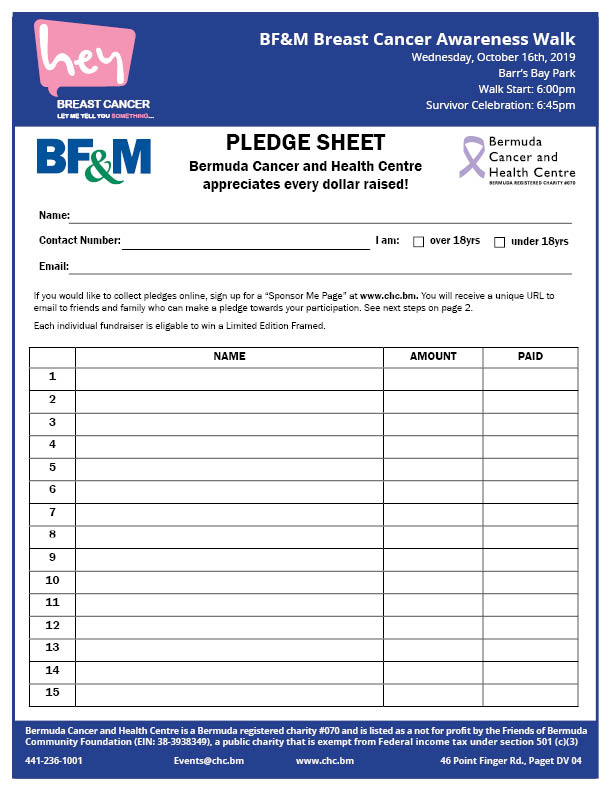 BF&M Breast Cancer Walk || Bermuda Cancer and Health